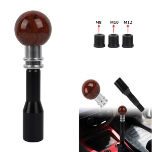 Universal JDM Round Ball Wooden Aluminum Silver Manual Gear Shift Knob ...