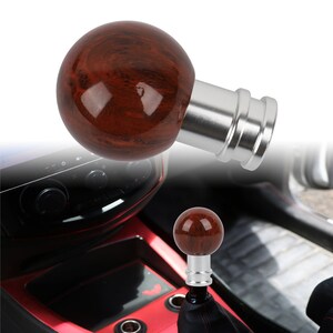 Universal JDM Round Ball Wood Aluminum Silver Manual Gear Shift Knob ...