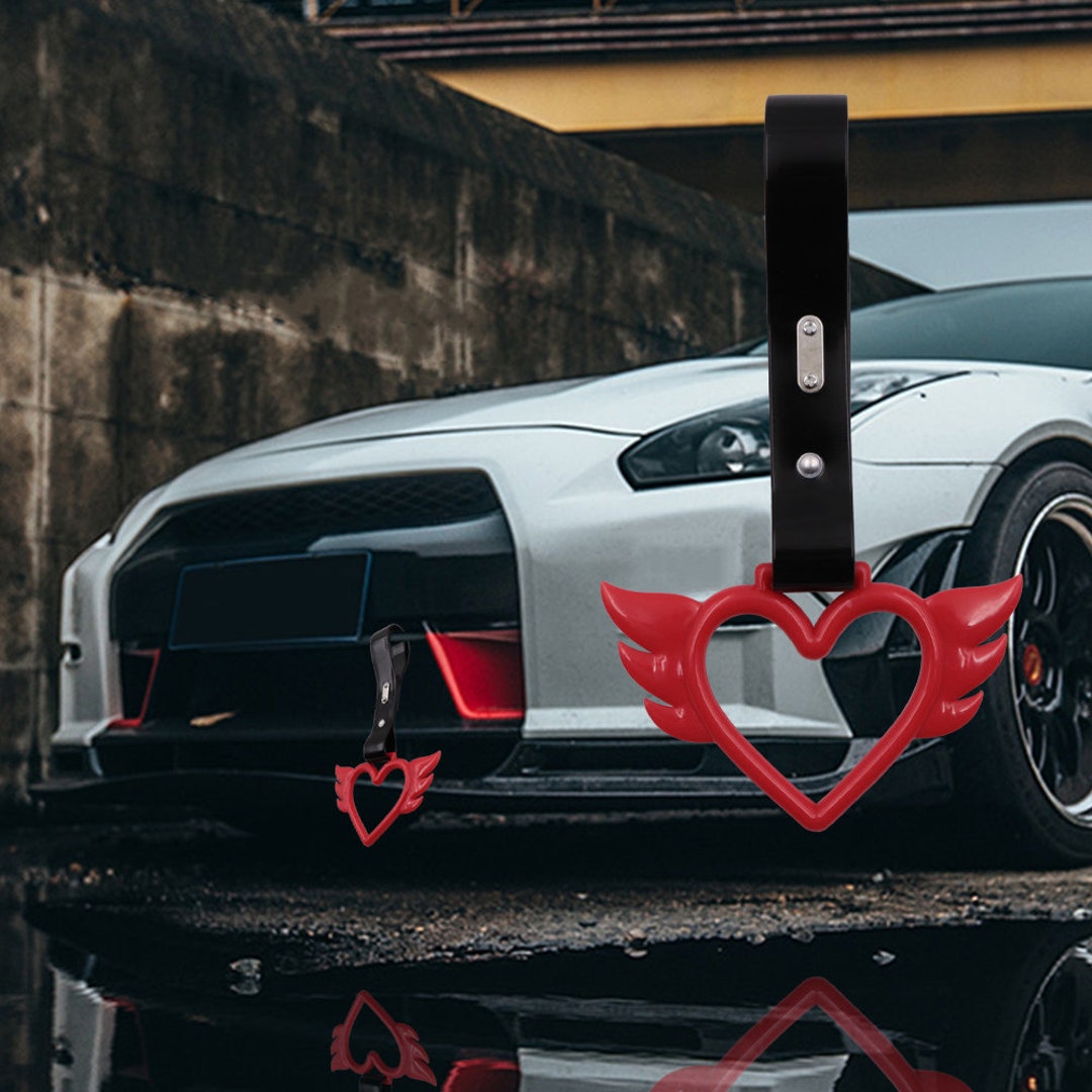 Angel Wing Heart Red JDM TSURIKAWA Ring Subway Train Bus Handle Strap ...