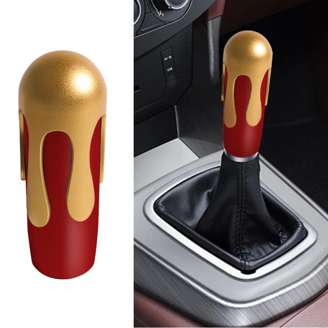 Universal JDM Gold and Red Aluminum Ice Cream Style Manual Gear Stick Shift Knob Lever Shifter ...