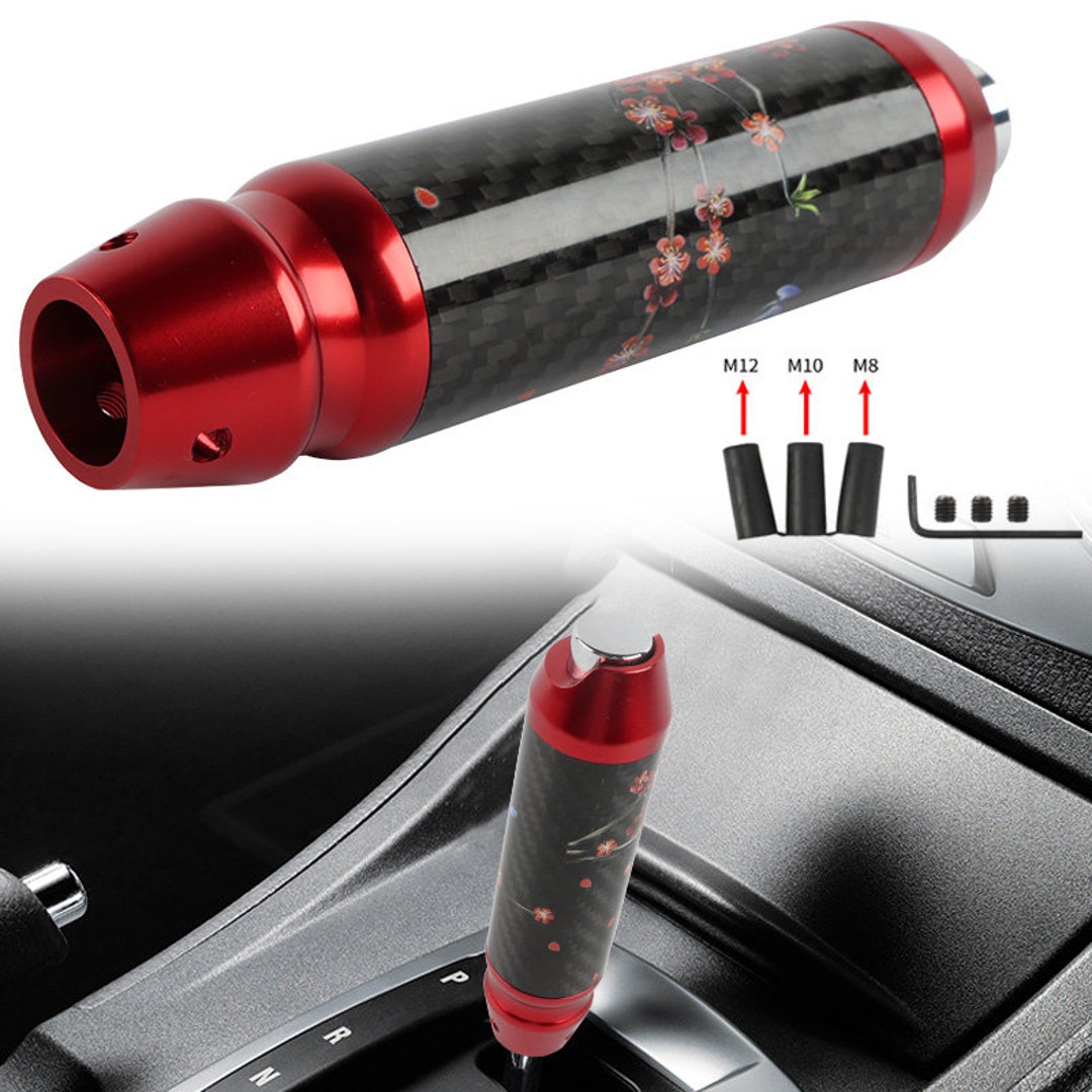 JDM Sakura Flower Carbon Fiber and Red Aluminum Automatic Stick Gear ...