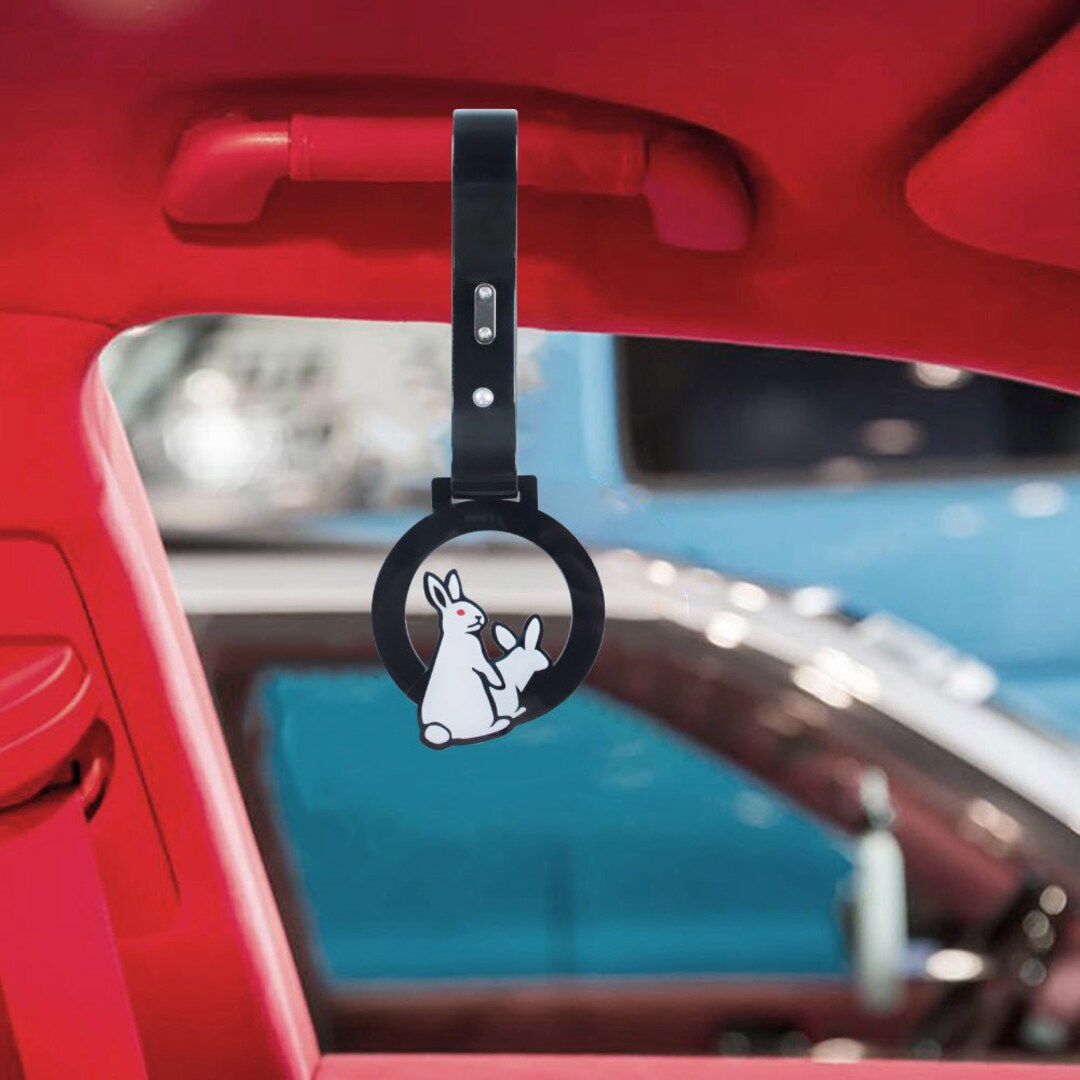 Animal Cute Bunny Black JDM TSURIKAWA Ring Subway Train Bus Handle ...