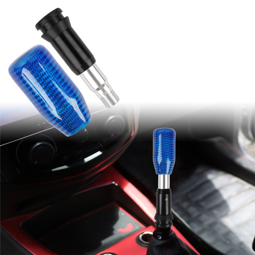 Universal Real Blue Carbon Fiber Automatic Gear Stick Shift Knob Lever ...