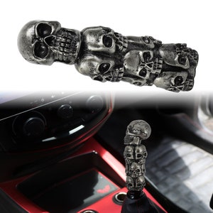 Universal Gray Skull Manual Gear Stick Shift Knob Shifter Lever Head ...