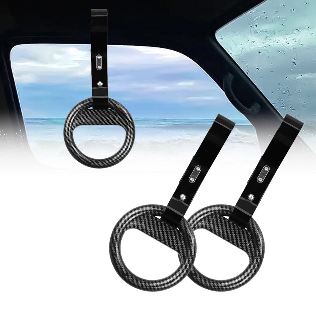 2pcs Round Black Carbon Fiber JDM TSURIKAWA Ring Subway Train Bus ...