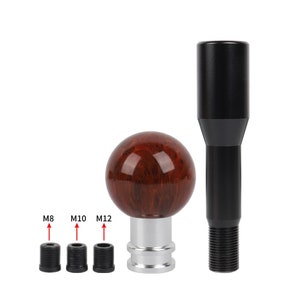 Universal JDM Round Ball Wooden Aluminum Silver Manual Gear Shift Knob ...