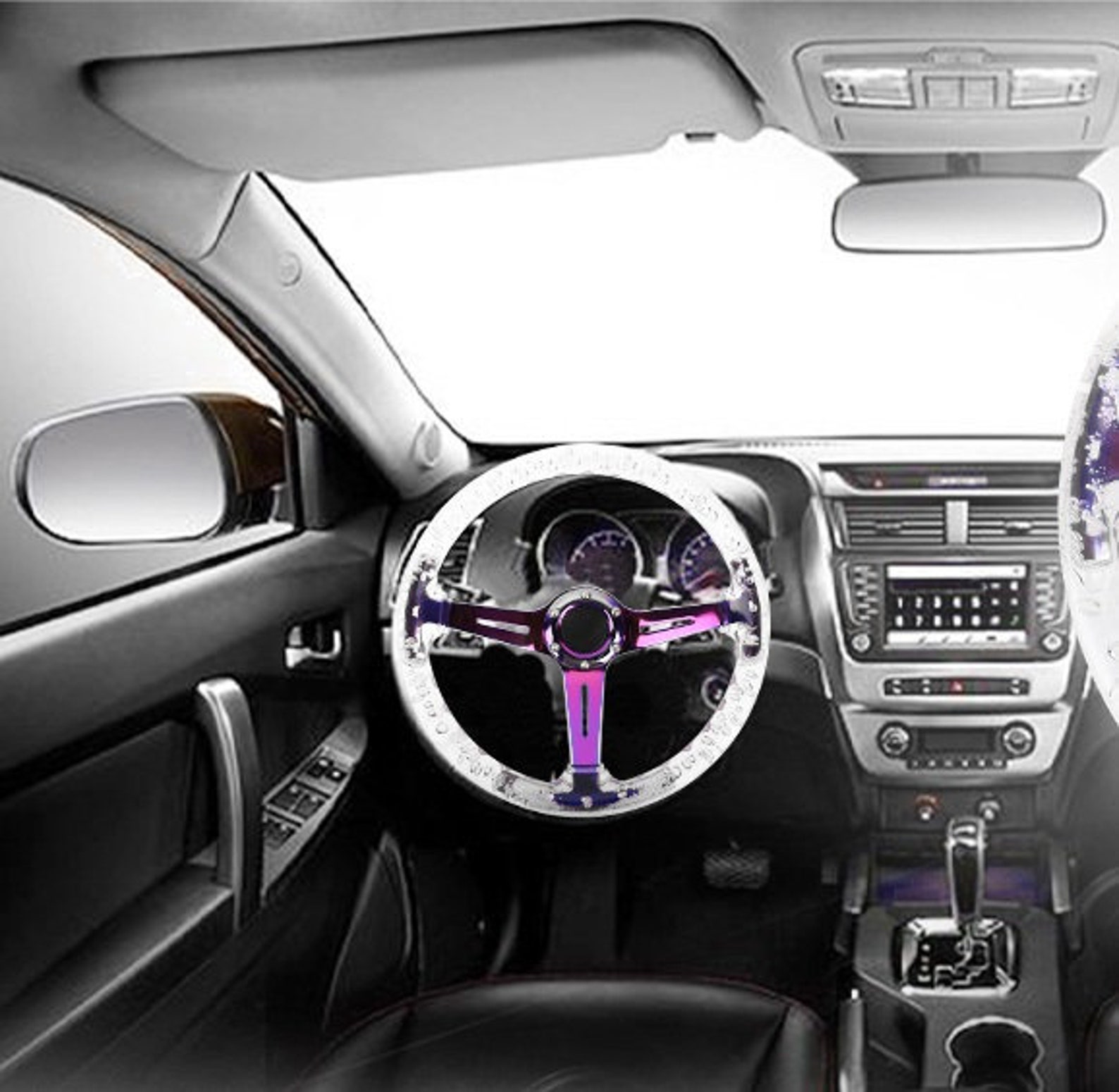 6-holes 350mm Deep Dish VIP Clear Crystal Bubble Neo Chrome Spoke ...