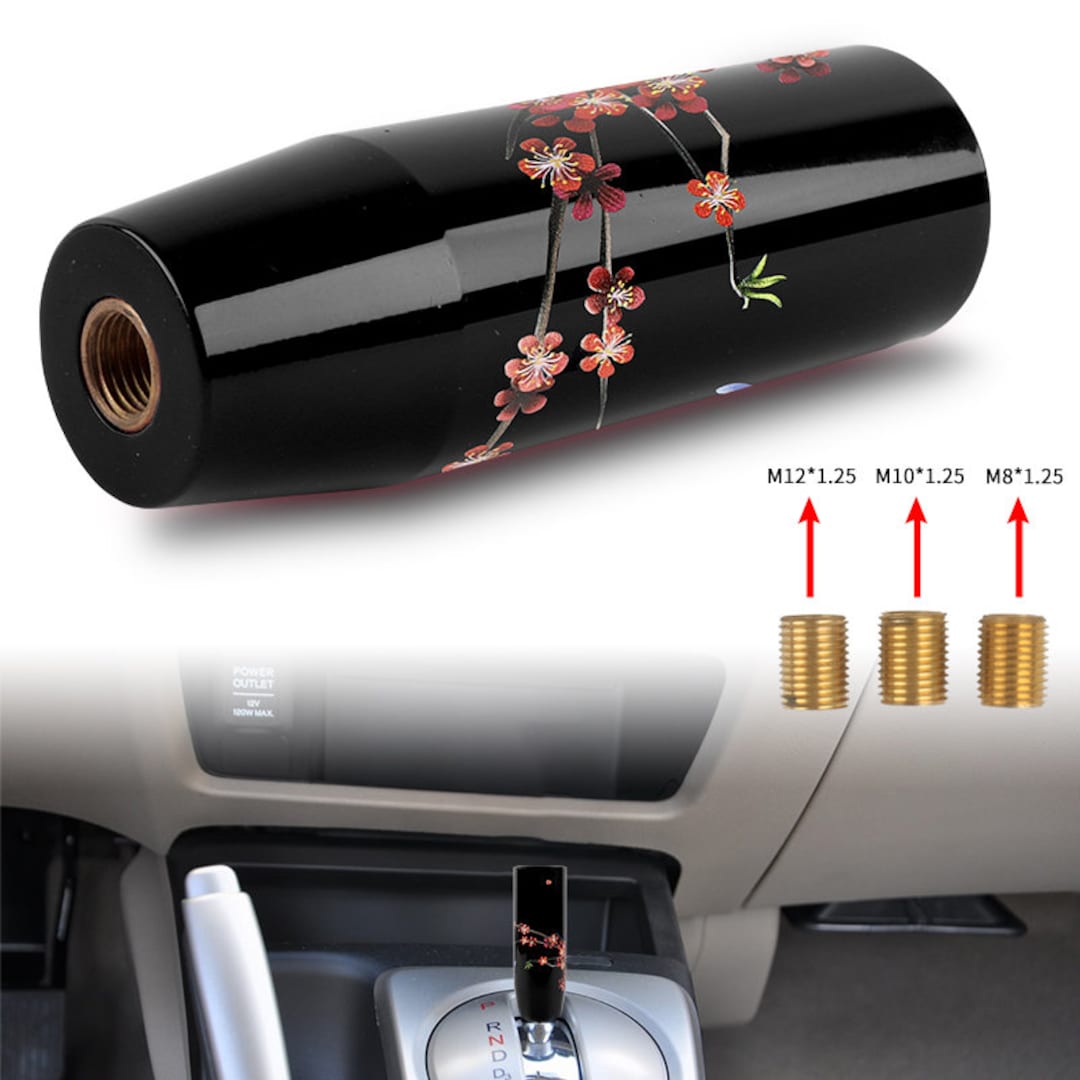 Universal JDM Sakura Blossom Flower Black Pearl Long Stick Manual Gear ...