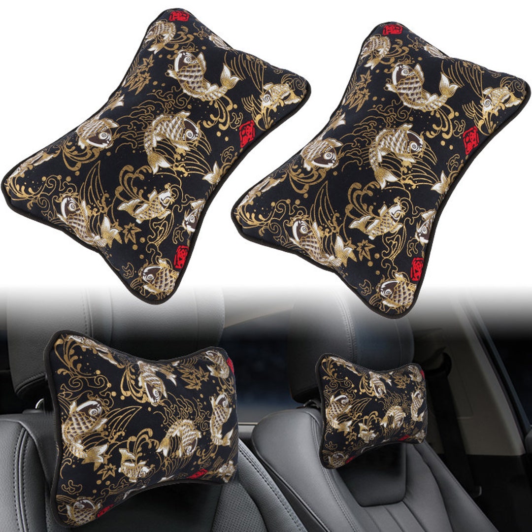 2pcs JDM SAKURA Black Koi Fish Fabric Soft Cotton Car Neck - Etsy