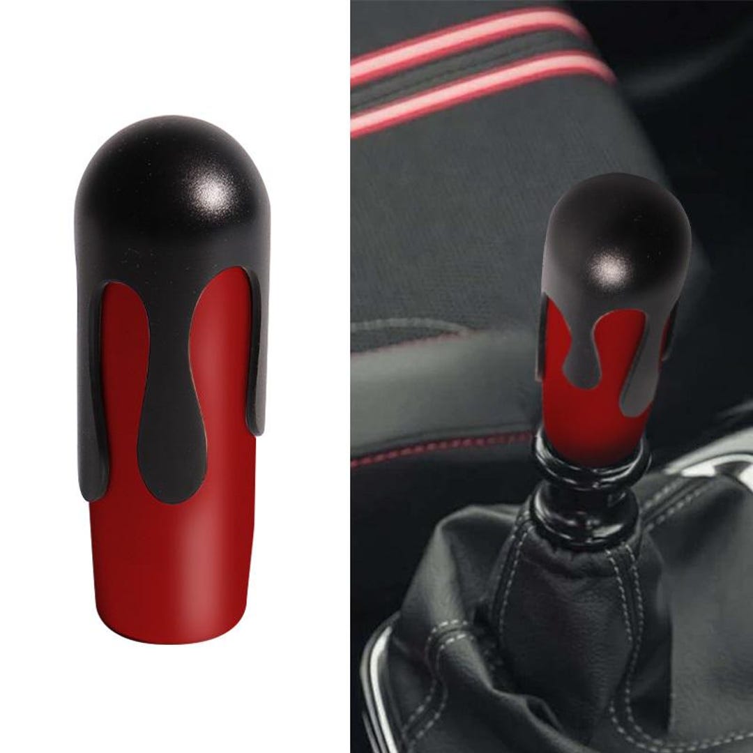 Universal JDM Black and Red Aluminum Ice Cream Style Manual Gear Stick Shift Knob Lever Shifter ...