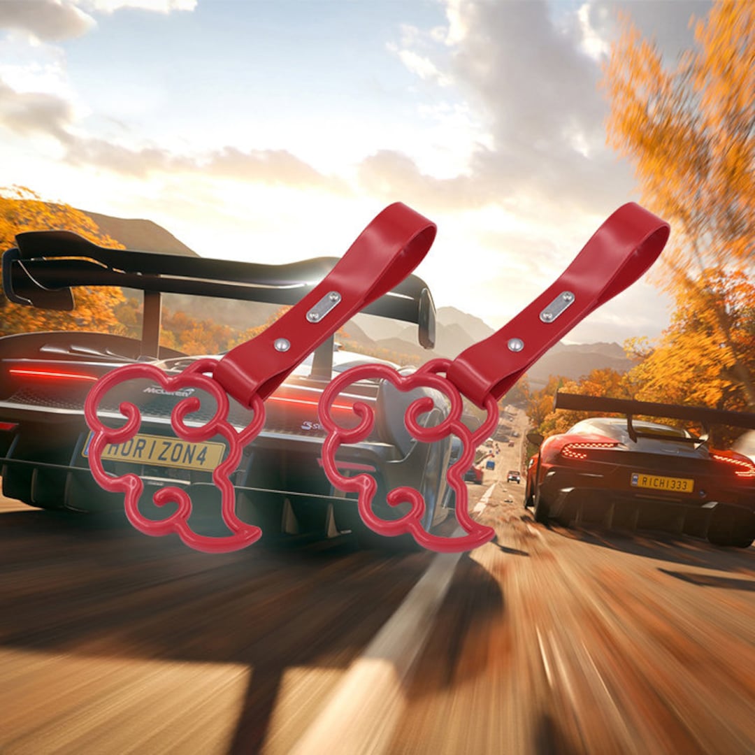 2pcs Cloud Red JDM TSURIKAWA Ring Subway Train Bus Handle Strap Charm ...