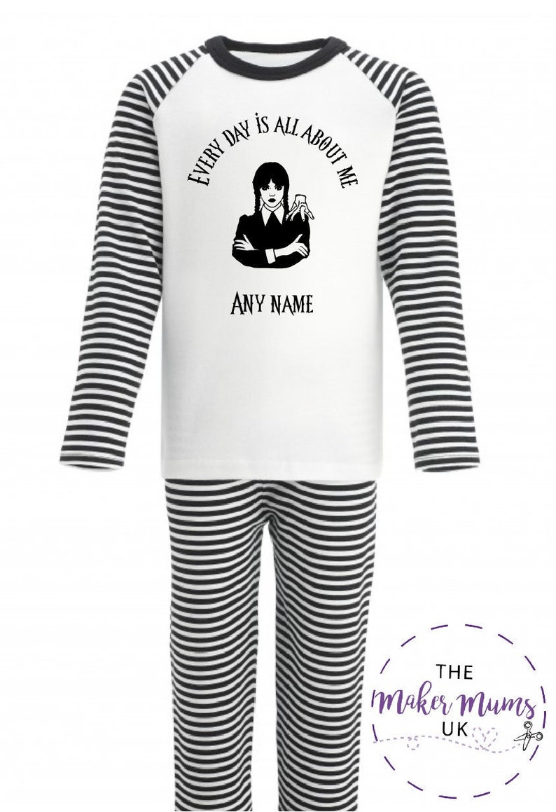 Wednesday Addams Pjs Personalised Wednesday Pyjamas Addams - Etsy UK