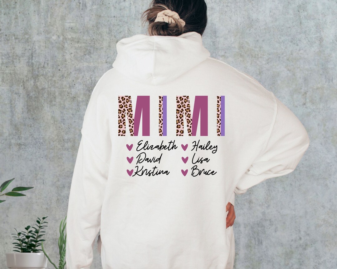 Custom Mimi Back Hoodie, Mother's Day Grandma Sweatshirt, Custom Kids ...