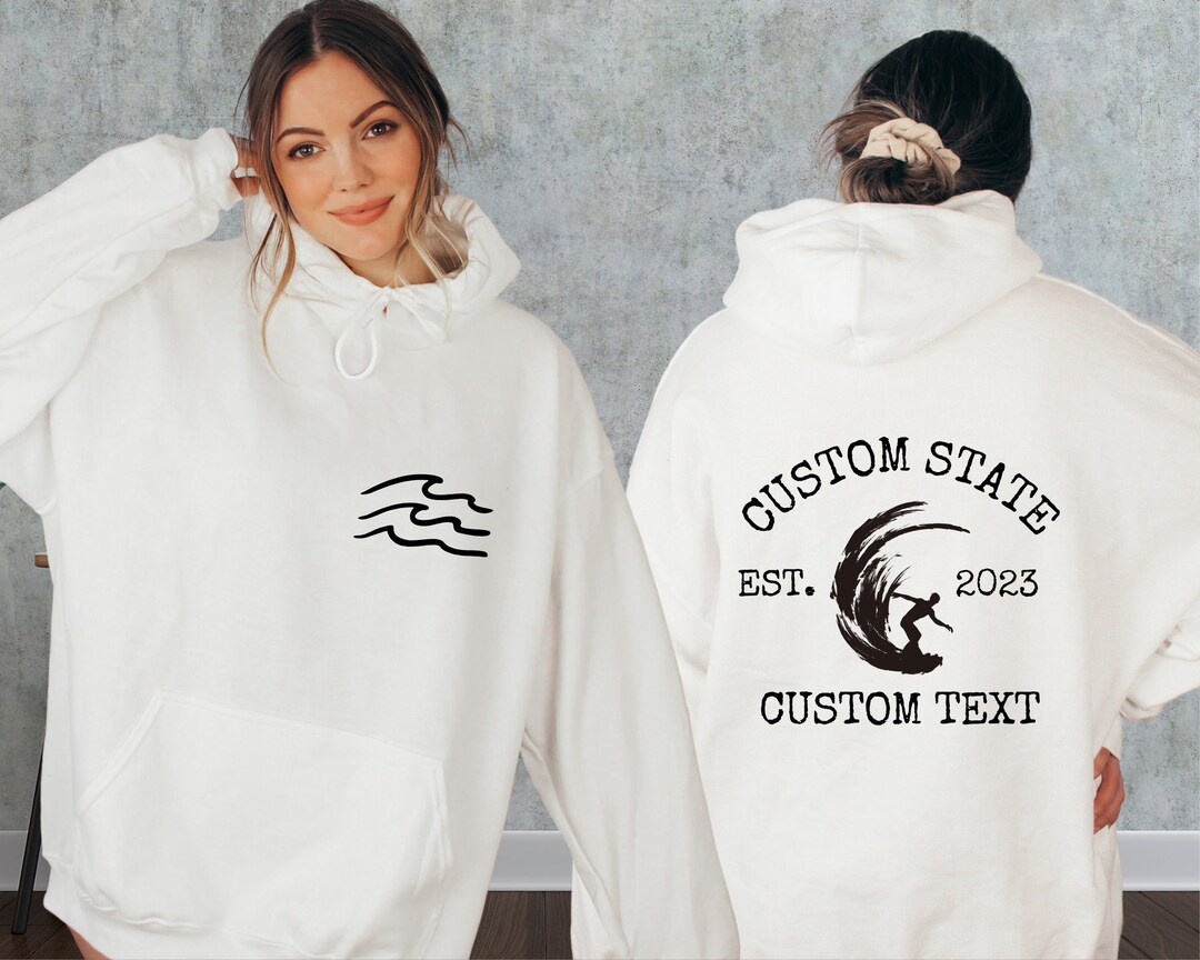 Custom Surf Team Hoodie, Custom State Sweatshirt, Surf Crew Hoodies ...