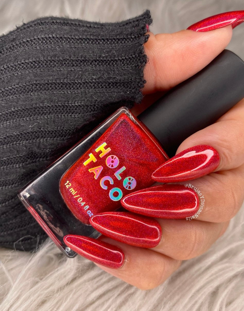 Holo Taco in Red Licorice 20 Pieces Press on Red Holographic Set - Etsy
