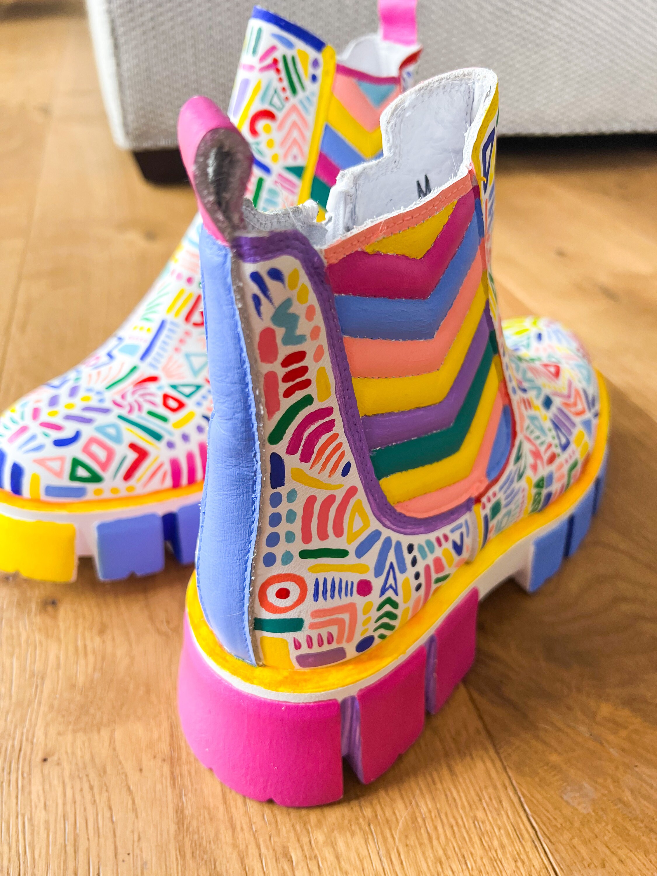Custom Modern Fun Colorful Hand Painted Boots - Etsy
