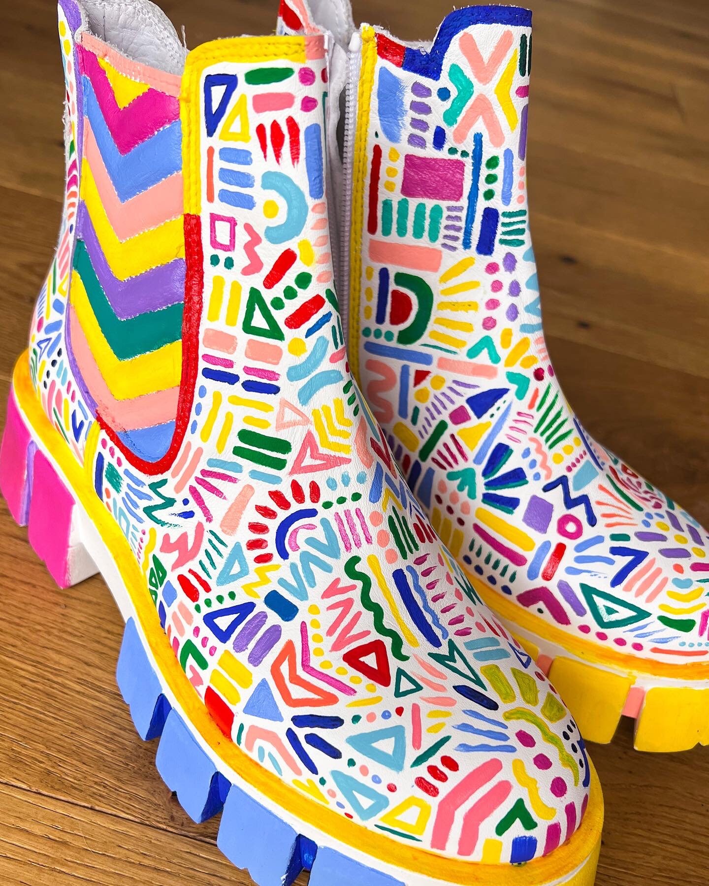 Custom Modern Fun Colorful Hand Painted Boots - Etsy