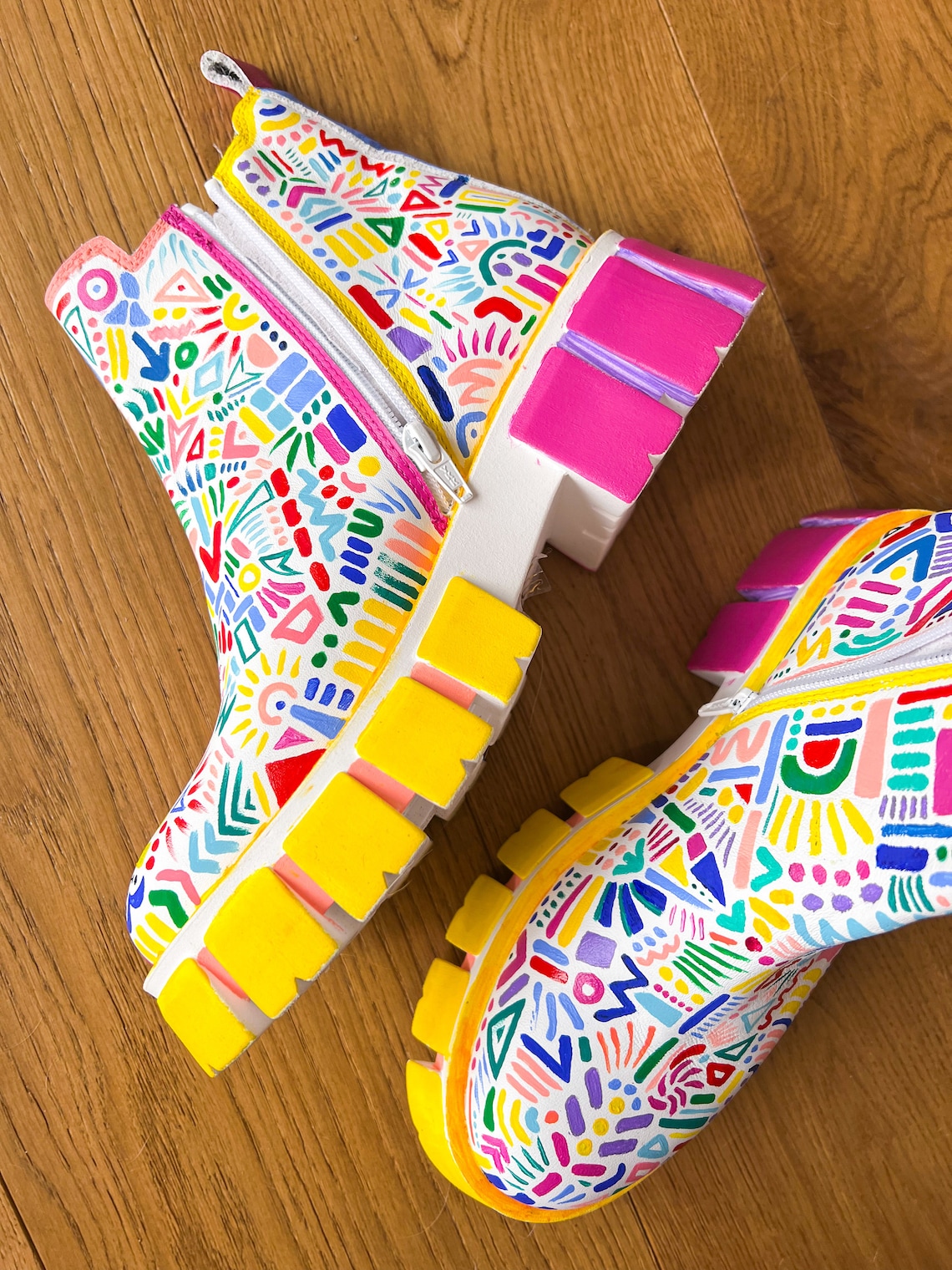 Custom Modern Fun Colorful Hand Painted Boots - Etsy