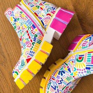 Custom Modern Fun Colorful Hand Painted Boots - Etsy