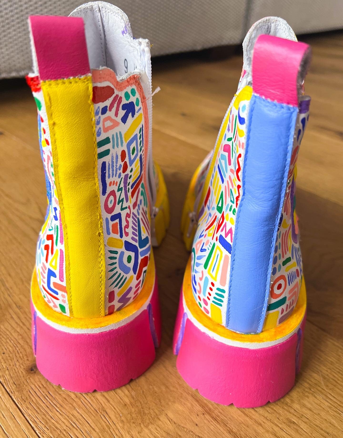 Custom Modern Fun Colorful Hand Painted Boots - Etsy