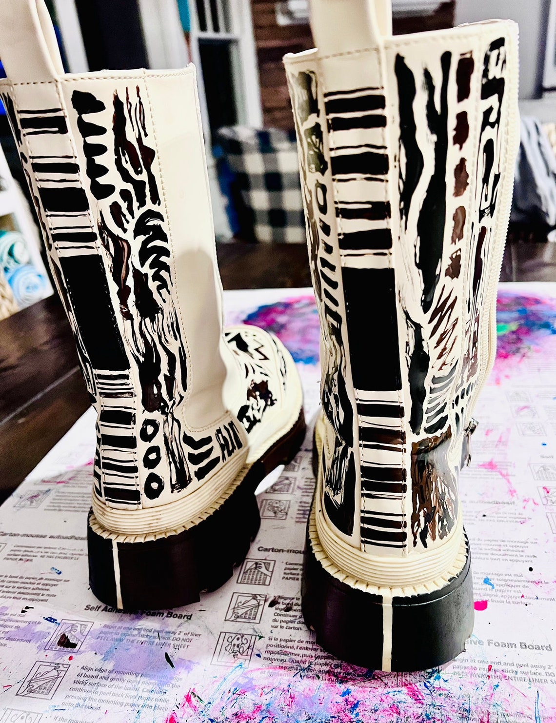 Custom Modern Fun Colorful Hand Painted Boots - Etsy
