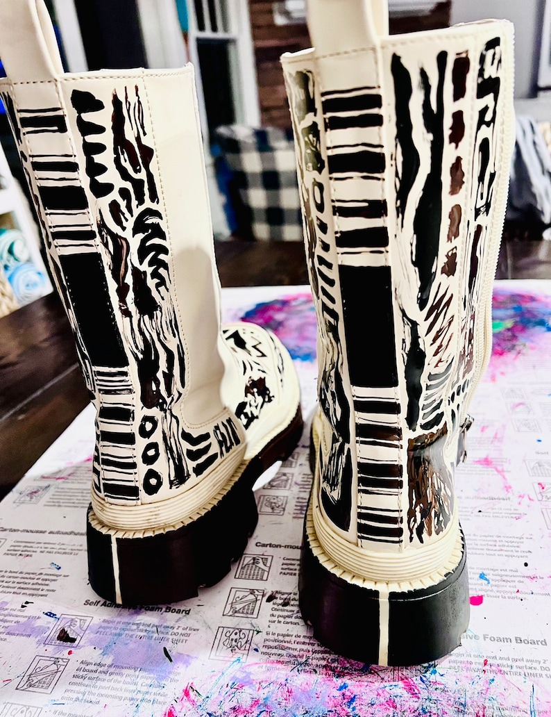 Custom Modern Fun Colorful Hand Painted Boots - Etsy