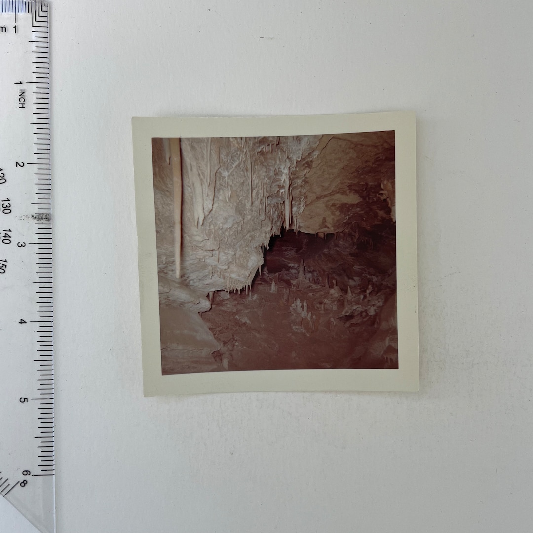 ORIGINAL Old Color Photograph of a Cave Interior With Stalagmite and ...