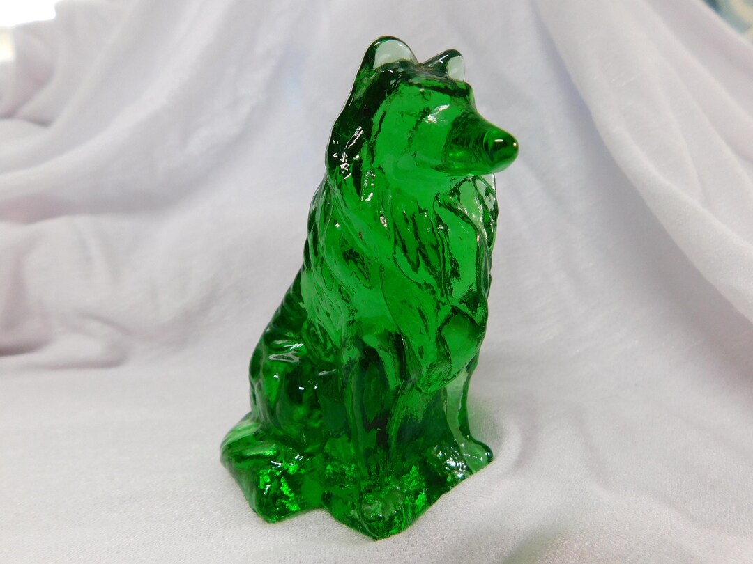 Vintage Mosser Glass Green Collie Dog - Etsy