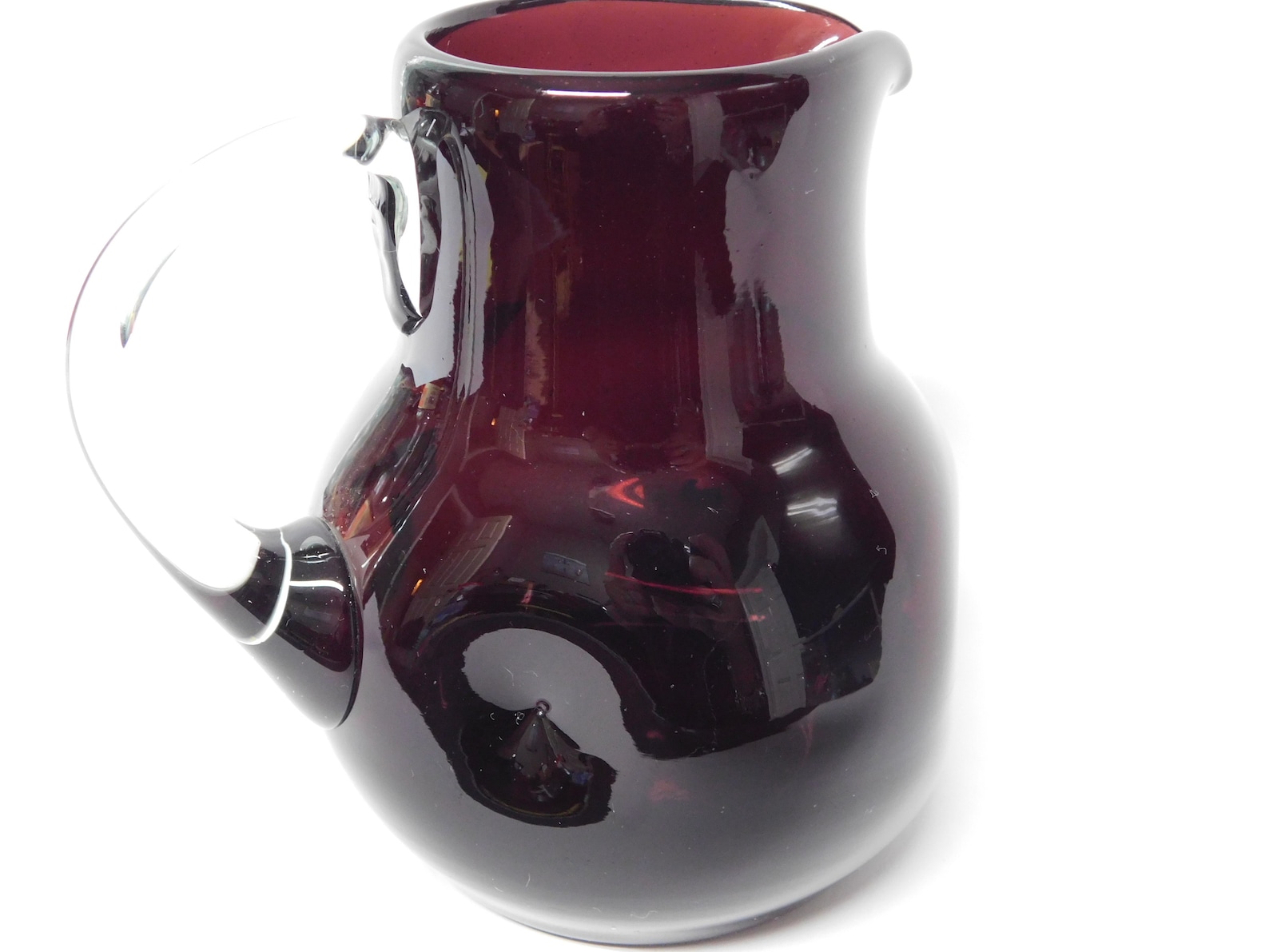 Vintage Bischoff Amethyst Purple Blown Glass Dimpled Pitcher With ...