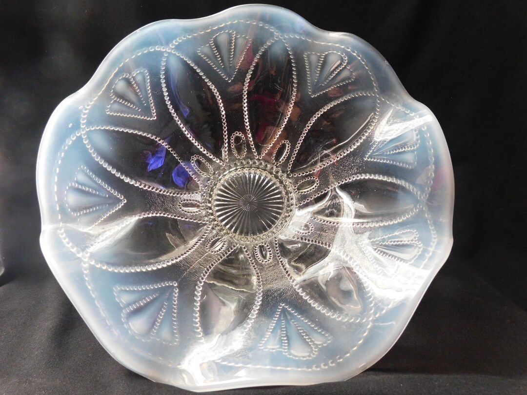 Northwood Roulette Opalescent Glass Footed Ruffled Bowl 1906 - Etsy