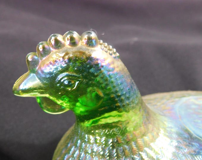 Indiana Hen on Nest Lid Lime Green Carnival Iridescent Replacement Lid ...