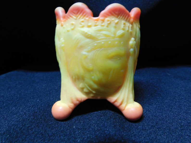 Vintage Guernsey Glass Old Sleepy Eye Satin Glass Glowing Toothpick B ...