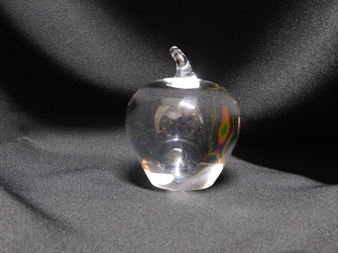 Signed Orrefors Swedish Clear Glass Apple Paperweight With Label - Etsy