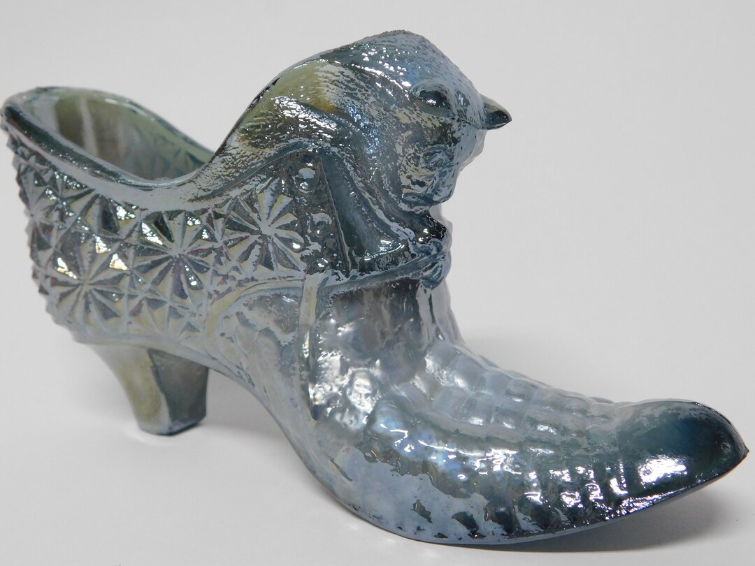 1984 Boyd Crystal Art Glass Platinum Carnival Cat Shoe Boot - Etsy