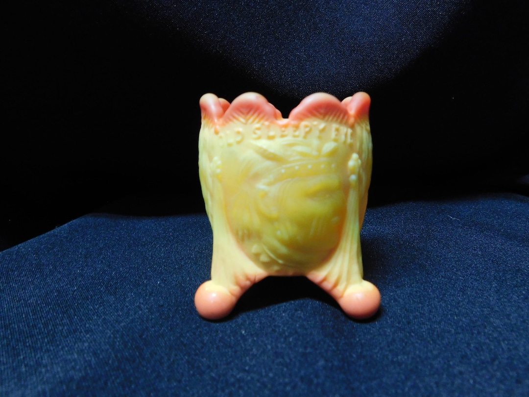 Vintage Guernsey Glass Old Sleepy Eye Satin Glass Glowing Toothpick B ...