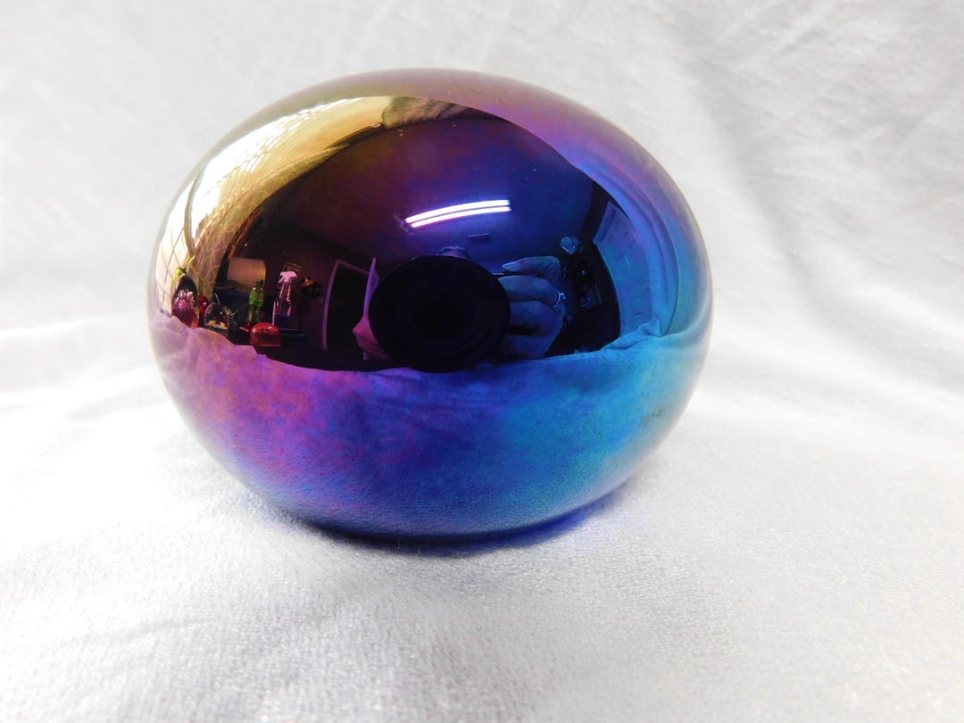 1983 MSH Glass Eye Studio Iridescent Cobalt Blue Paperweight - Etsy