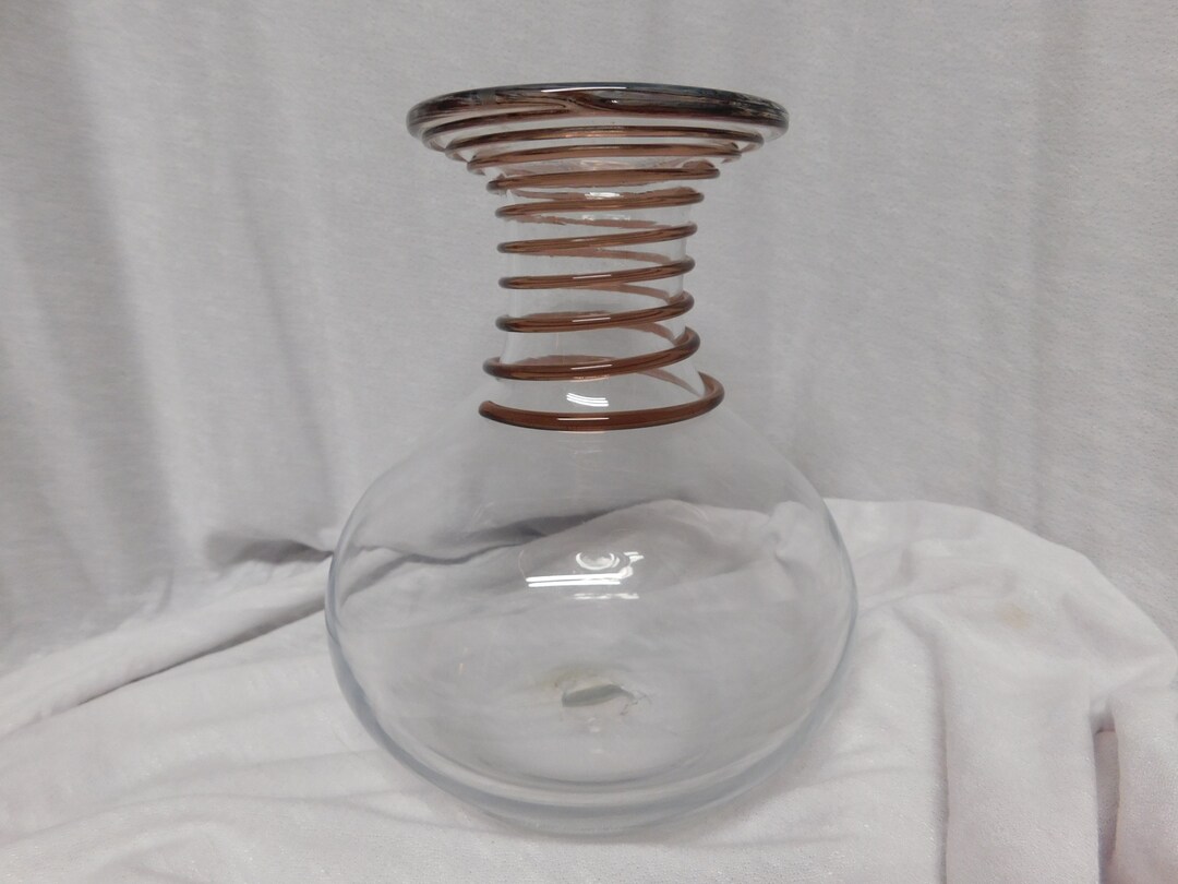 Vintage Clear Blenko Glass Vase With Applied Plum Swirl - Etsy