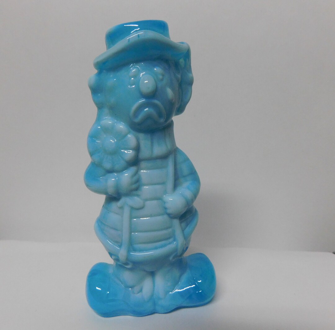 Boyd Crystal Art Glass Virgil 2-faced Clown Blue Slag - Etsy