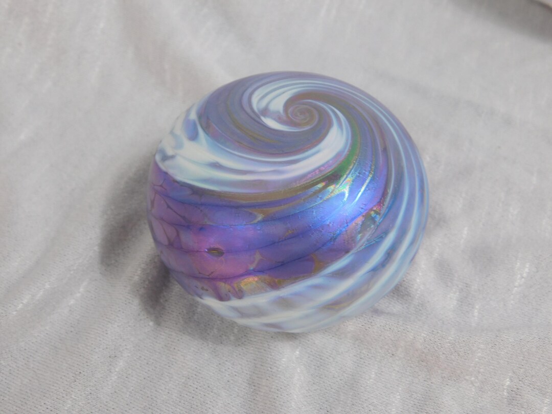 Signed Vintage Beth Miller Lavender Purple Swirl Paperweight - Etsy