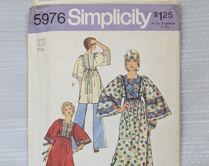 Simplicity 5976 Vintage Sewing Pattern From 1970's Size Large 16-18 ...