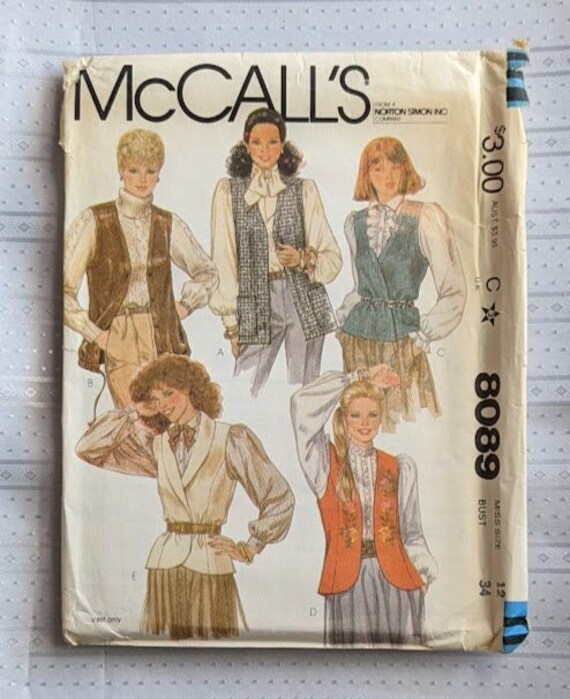 Mccall's 8089 Vintage Sewing Pattern From 1980's - Etsy