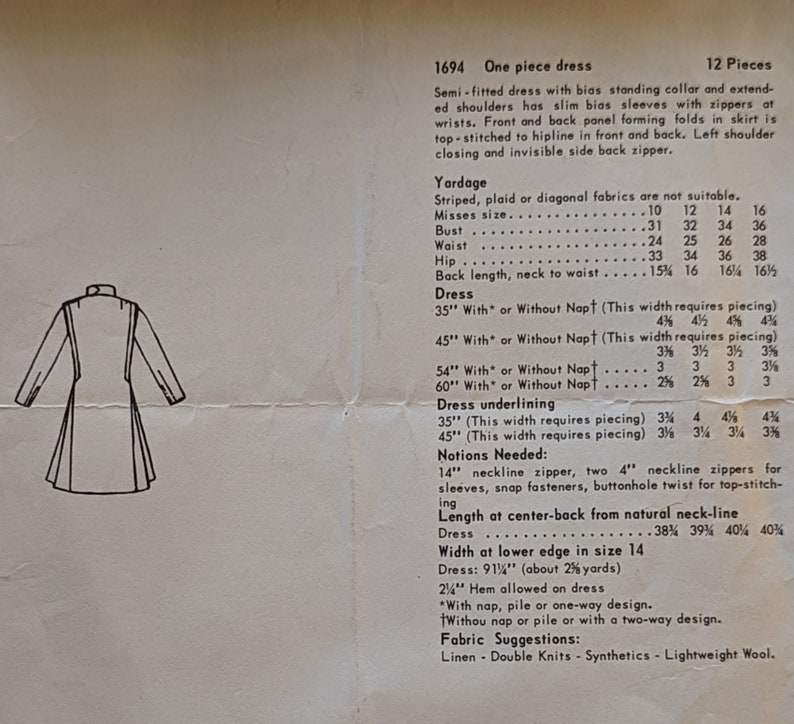 Vogue Paris Original 1694 by Pierre Cardin, Rare Vintage Sewing Pattern ...