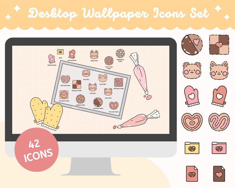 Desktop Computer Wallpaper for Windows and Mac PC Folders Icons Cute ...