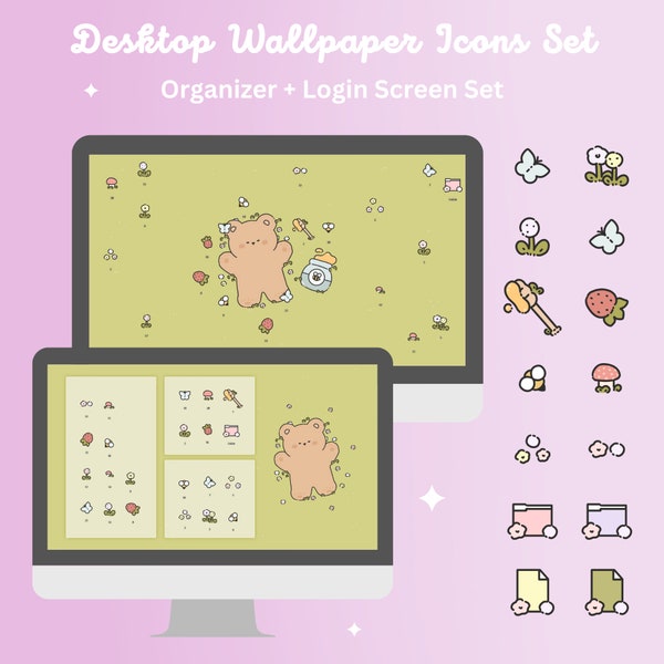 Pc Wallpaper With Icons - Etsy