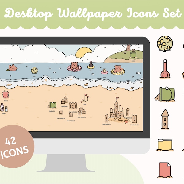 Desktop Icons Beach - Etsy