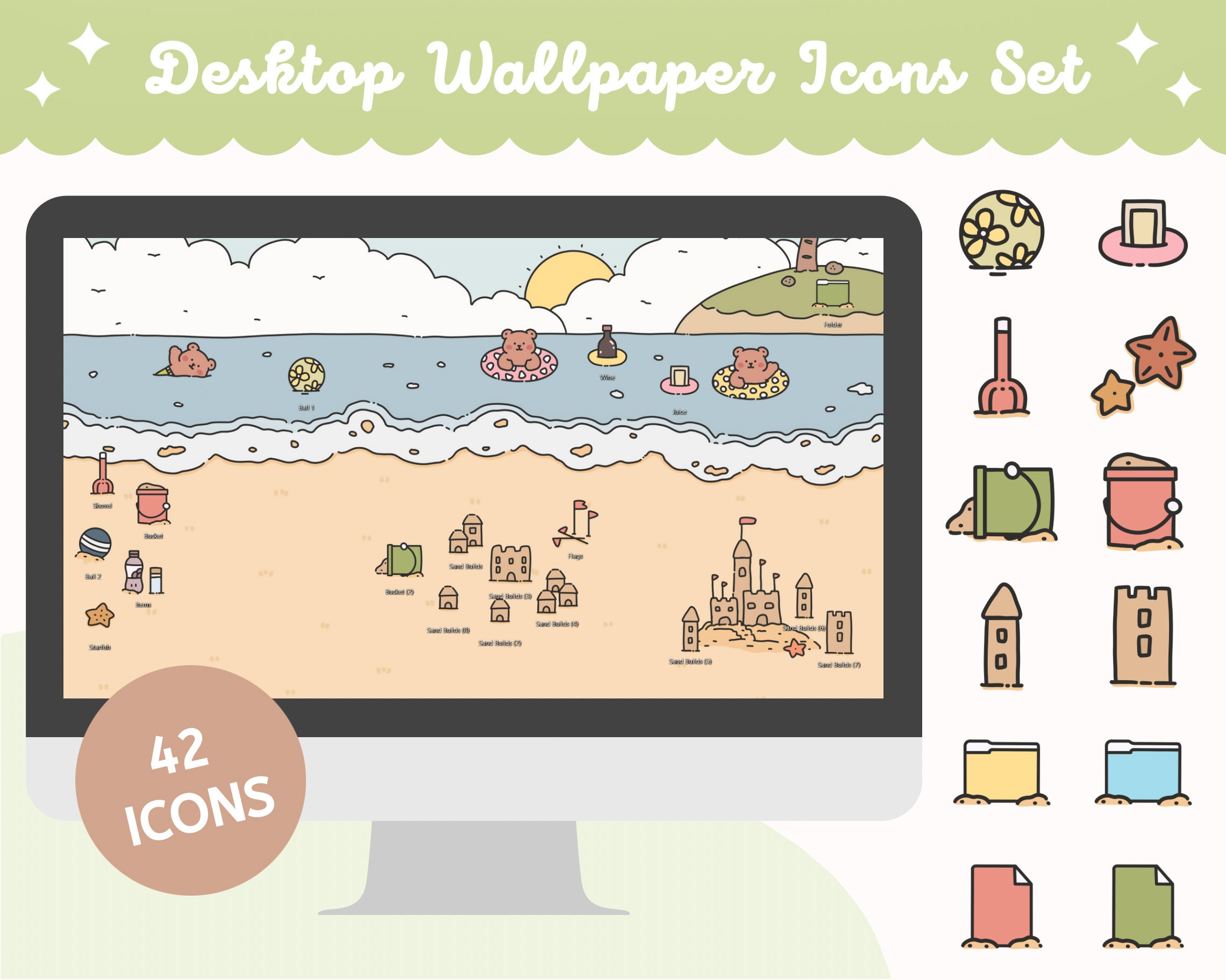 Desktop Computer Wallpaper for Windows and Mac PC Folders Icons Sand ...