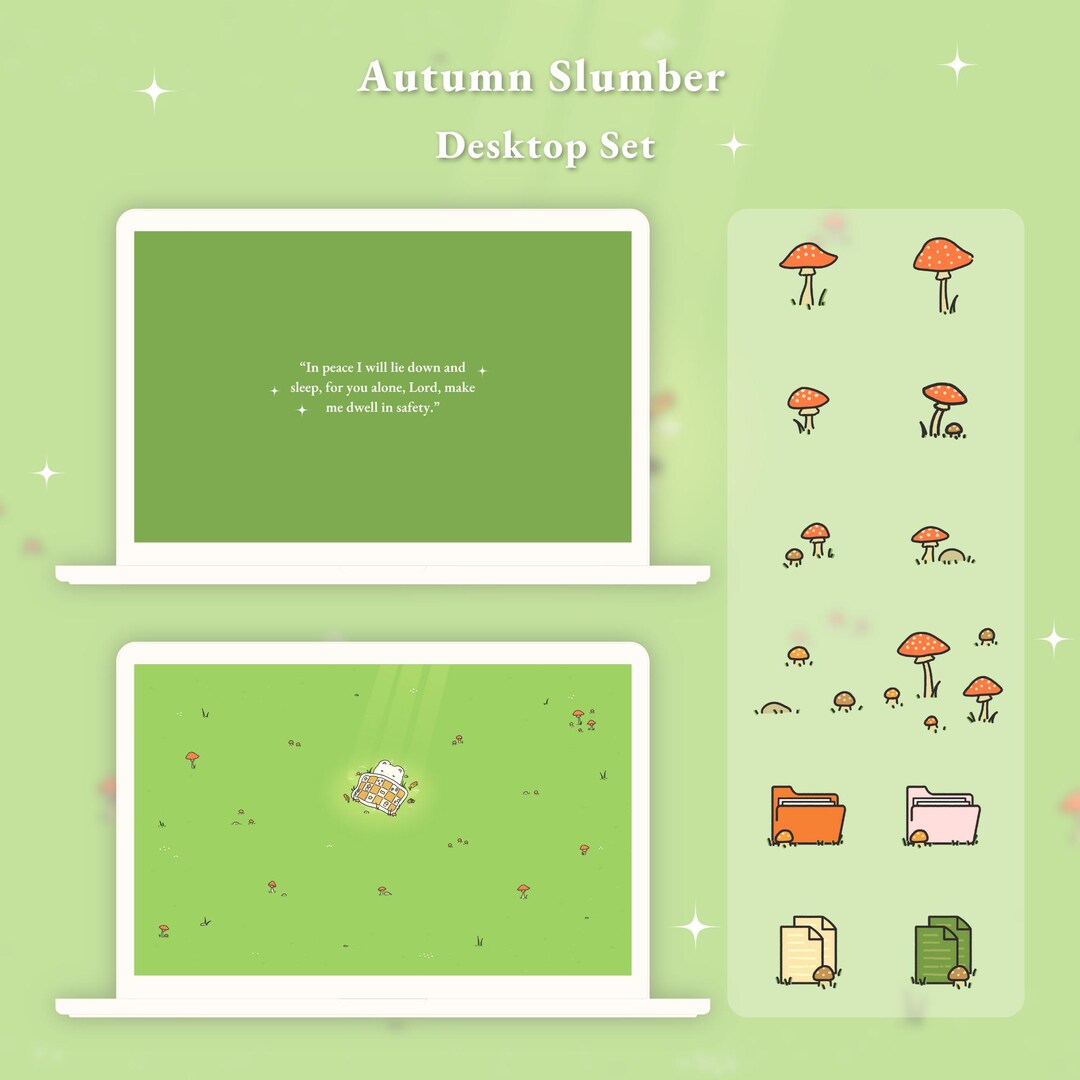 Autumn Desktop Set - Autumn Slumber - Psalms 4:8 - With Icons, Lock ...