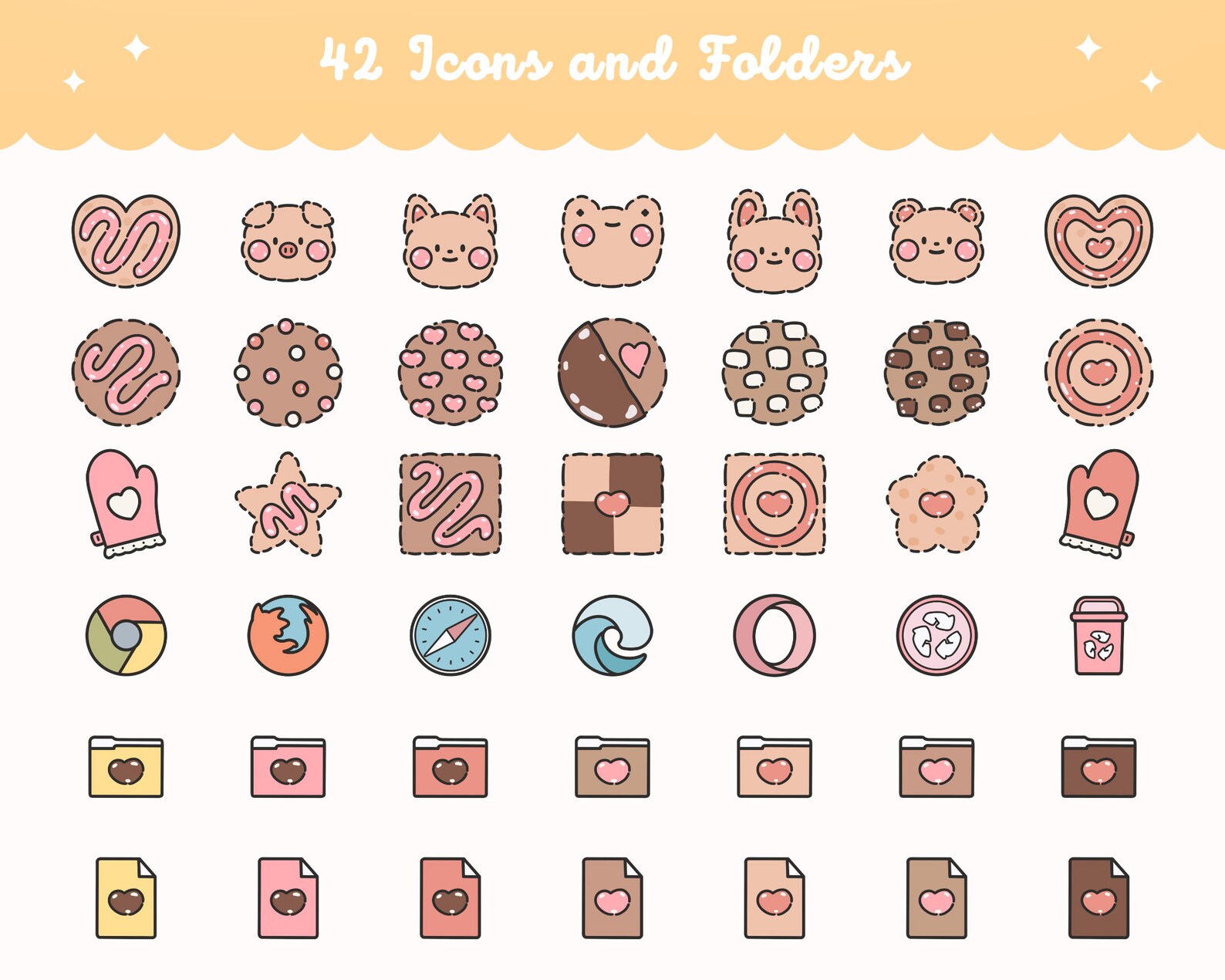 Desktop Computer Wallpaper for Windows and Mac PC Folders Icons Cute ...