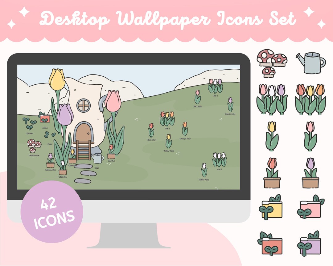 Desktop Computer Wallpaper for Windows and Mac PC Folders Icons Little ...