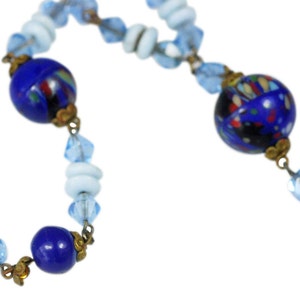 1930’s Italian Handblown Glass+ Crystal Blue Bead Necklet - Etsy